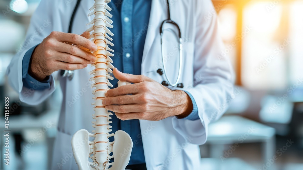Doctor Examining Spine Model: Anatomy, Healthcare, Back Pain ...