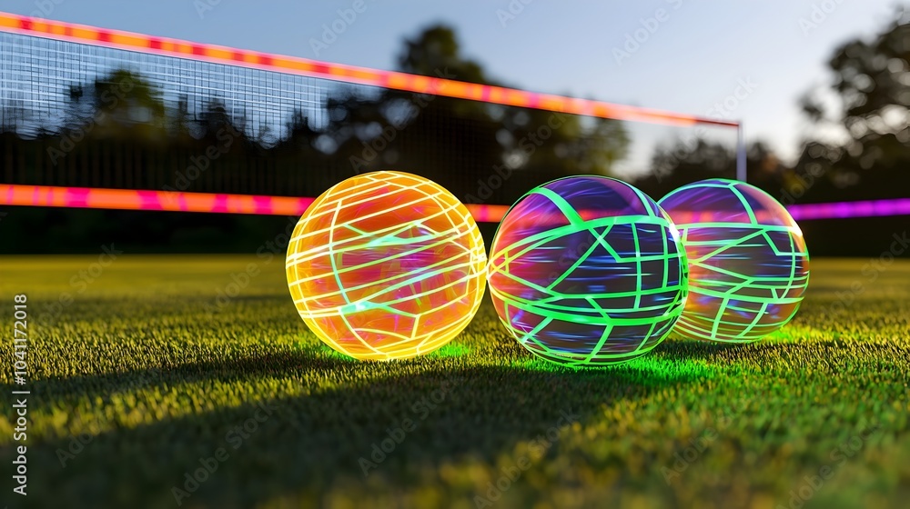 A photograph showcasing a high tech volleyball stadium with futuristic ...