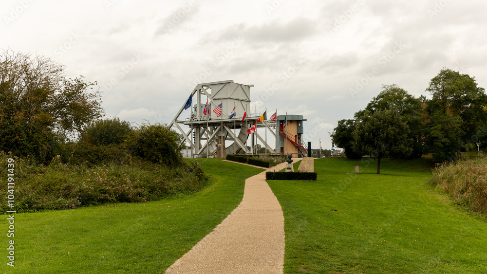 Famous ww2 Pegasus bridge in Bénouville, Normandy in France on 1st ...