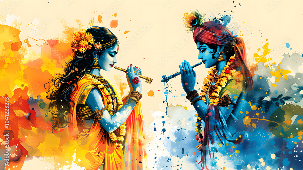 Divine love story of Hindu gods Radha and Krishna through a ...