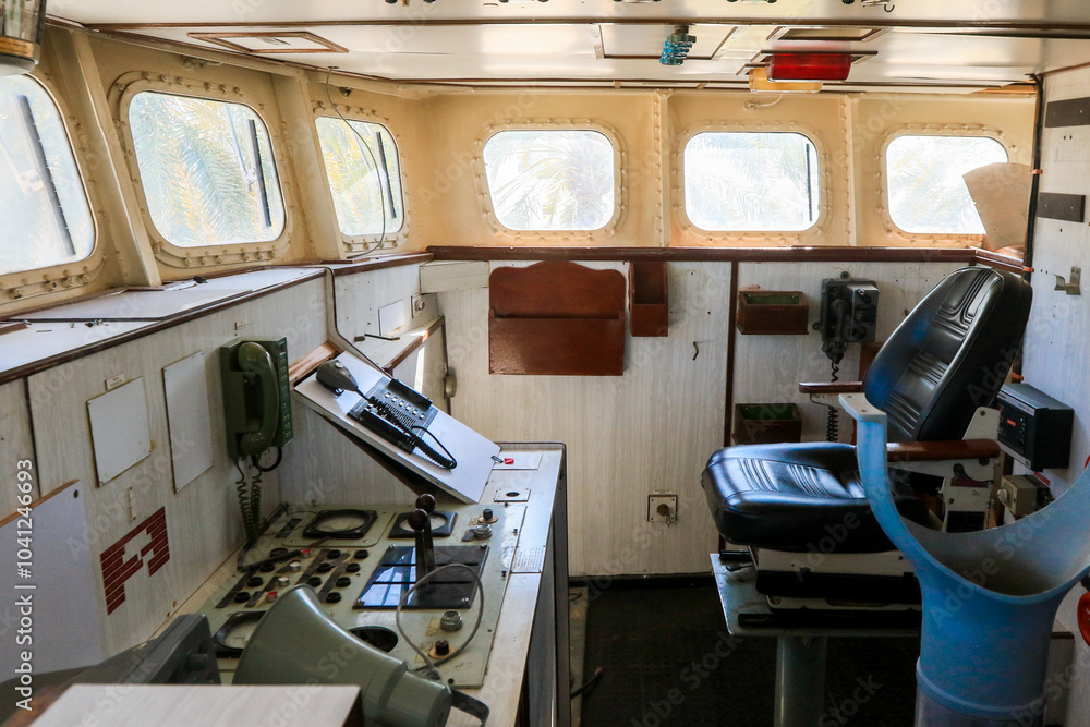Muscat, Oman - April 10, 2024: Interior view of the control room at the ...