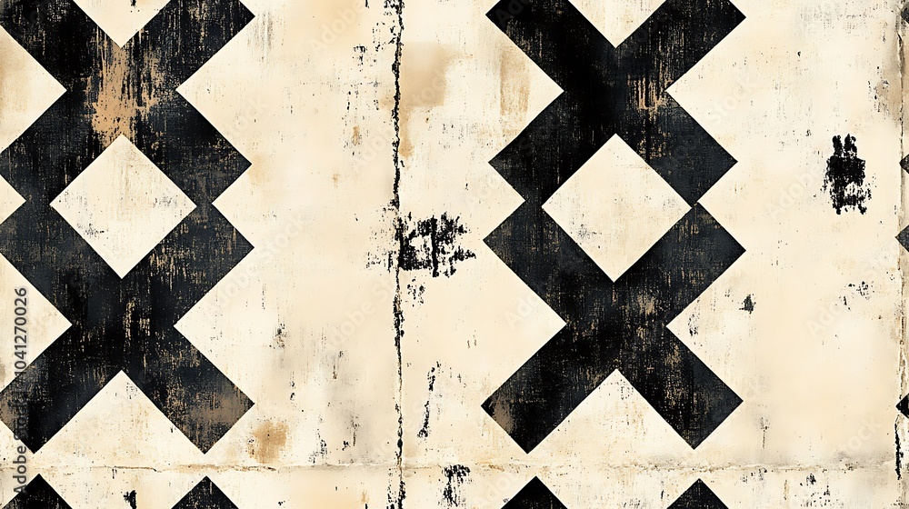 Vintage-style pattern of X's and O's, faded ink on aged parchment ...