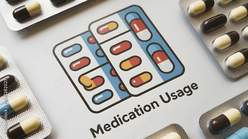 Innovative graphic design depicting medication usage with illustrated ...
