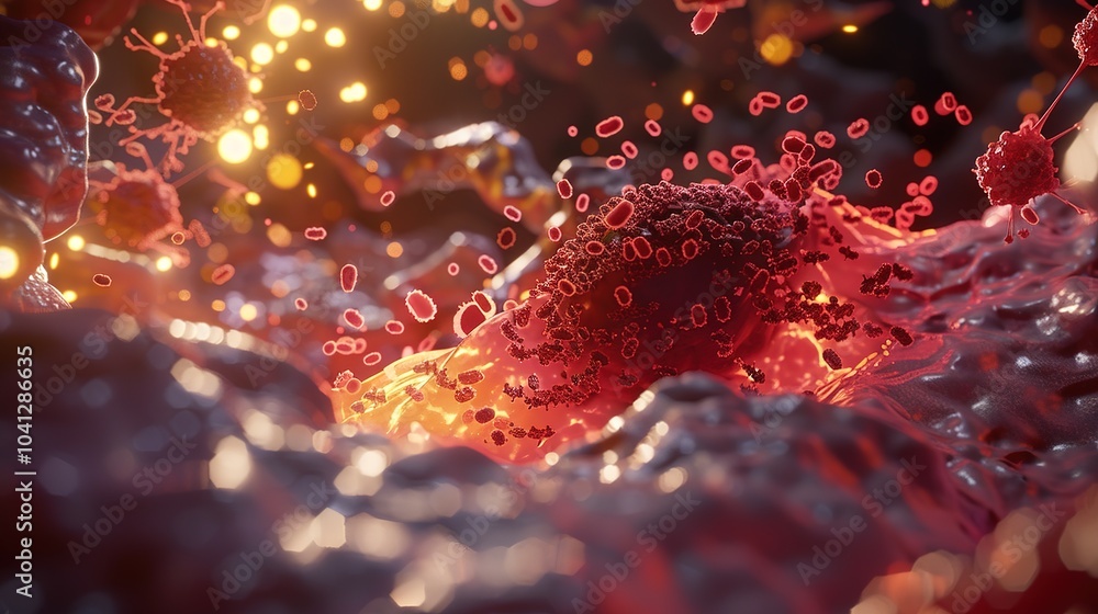 Microscopic view of a cell undergoing apoptosis, nucleus shrinking and ...