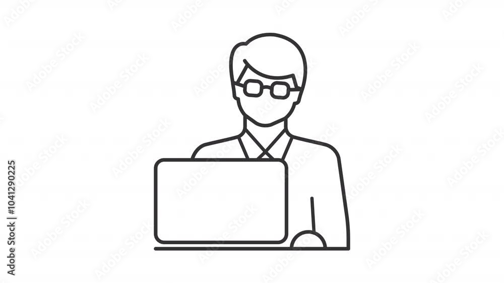 Developer line animation. Programmer animated icon. Shaking head ...