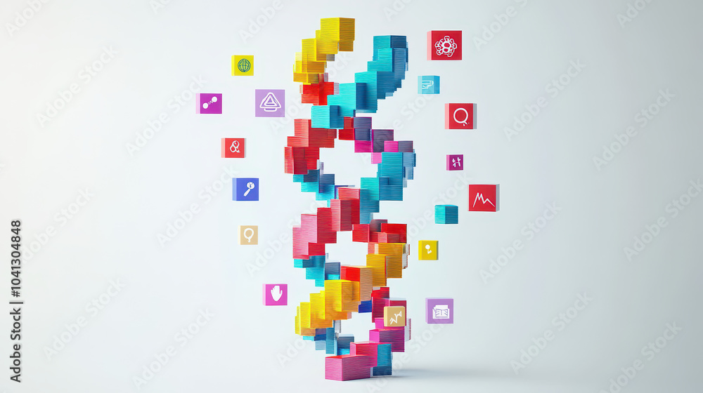 Colorful 3D DNA Helix of Building Blocks: Celebrating Organizational ...