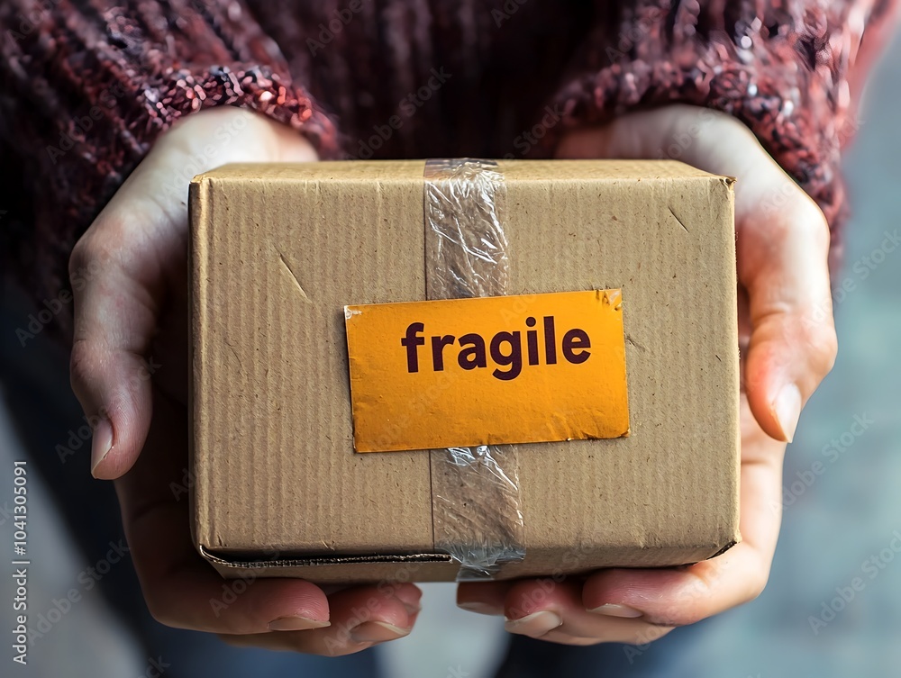 Fragile Parcel Held in Caring Hands Symbolizing Responsible Delivery of ...