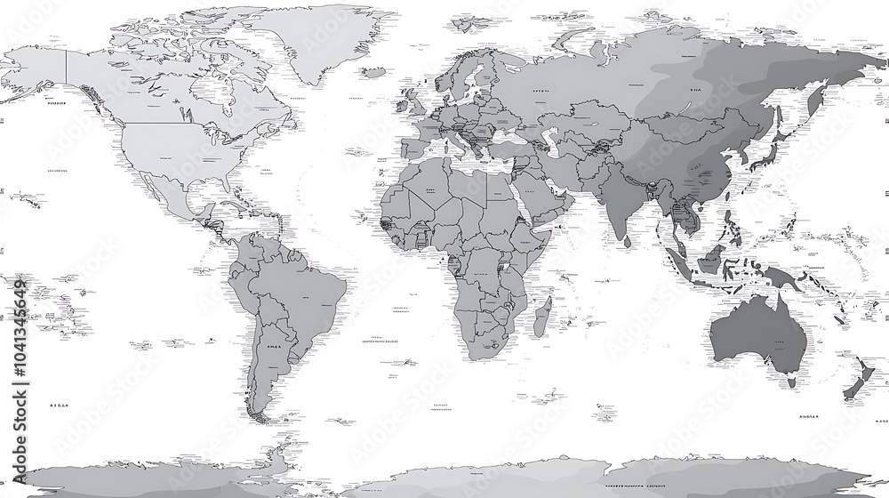 World Map: A grayscale map of the world showcasing every country, ideal ...
