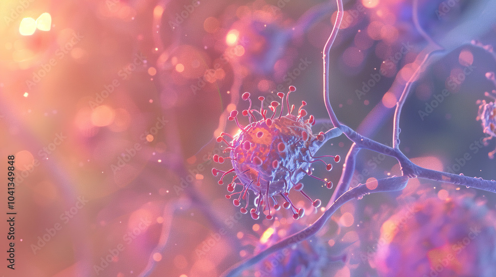 Microscopic view of a cell undergoing apoptosis, with visible shrinking ...