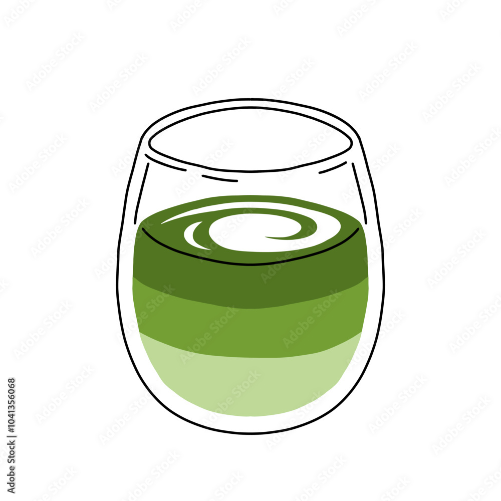 Japan matcha latte set. Flat cartoon illustration of matcha drinks ...