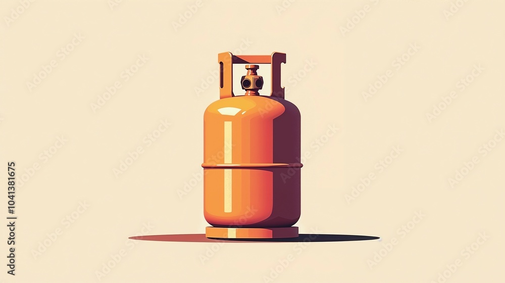 A single orange gas cylinder standing upright on a neutral background ...