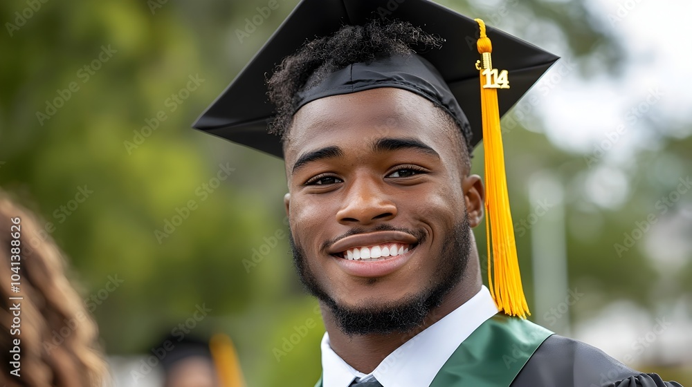 Proud graduate standing with diploma and graduation cap smiling ...