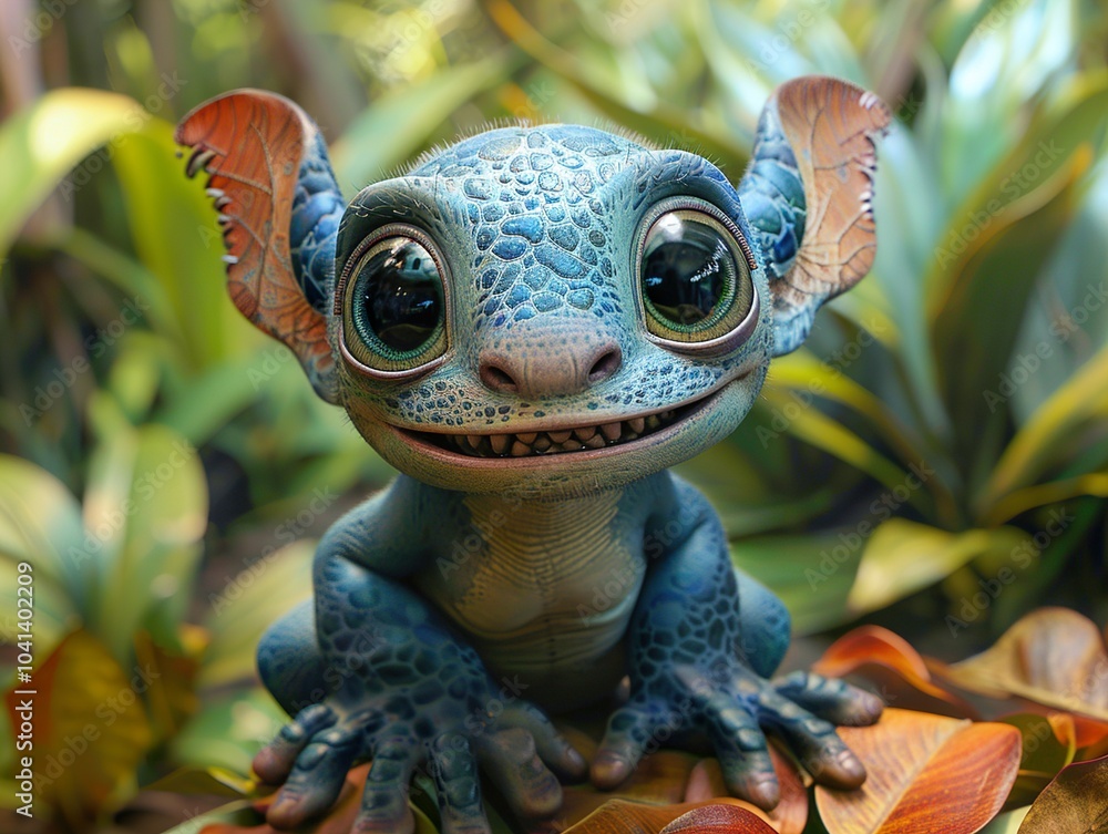 Cute Fantasy Creature with Big Eyes and a Friendly Smile Stock ...