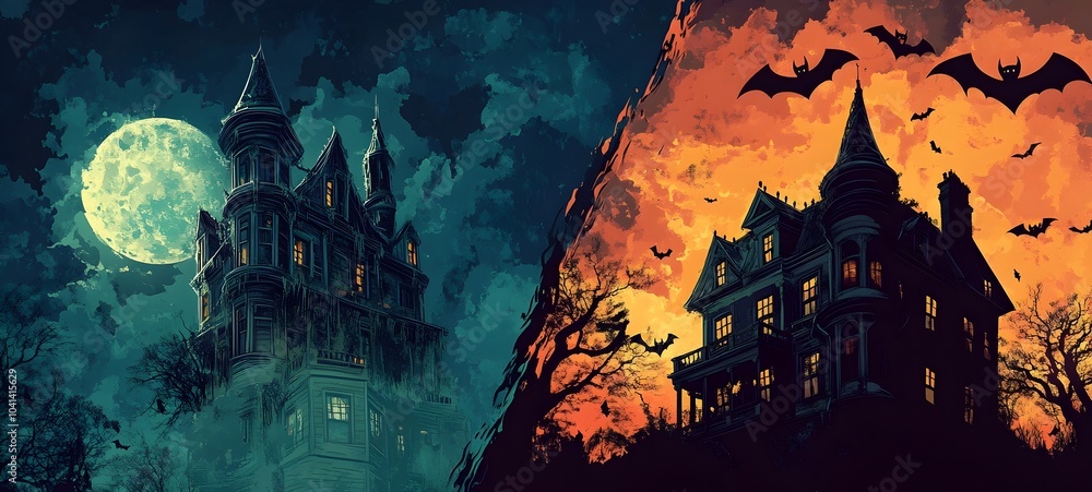 Haunted Gothic Castle with Turrets and Towers Surrounded by Autumn ...