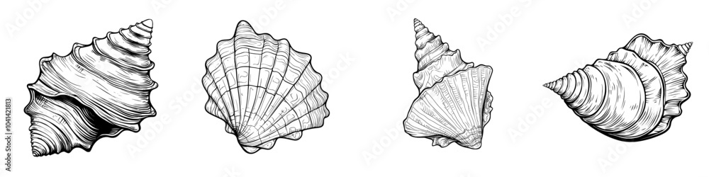 Vecteur Stock Illustration of a modern spiral seashell shelled sea ...