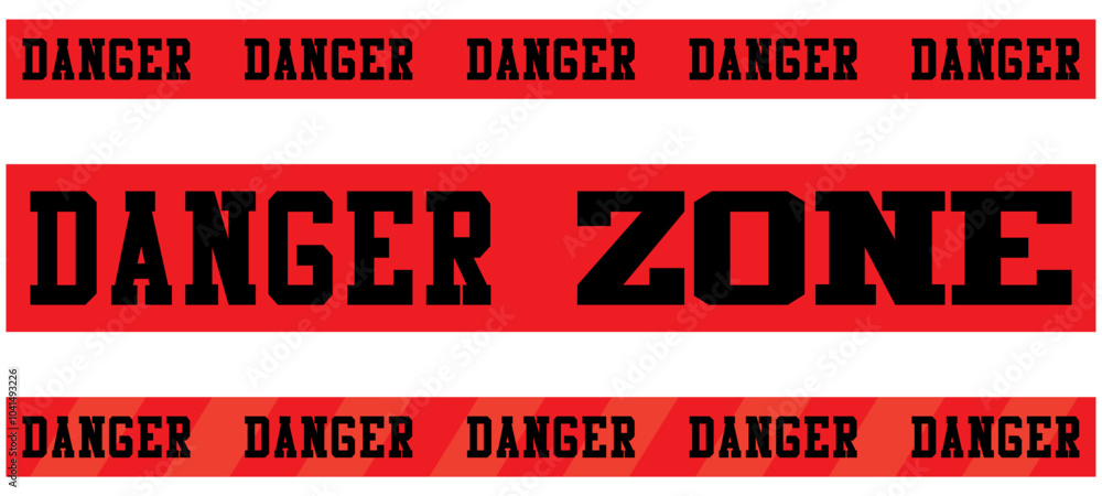 Danger tape. Red tape with black text danger do not enter for ...
