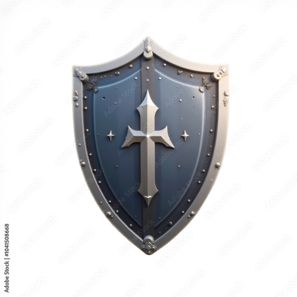 Medieval shield with christian cross embracing symbol of faith and ...