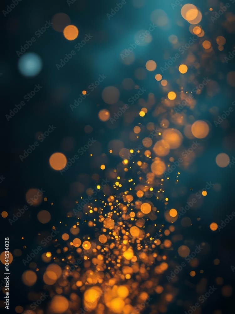 Cosmic scene with glowing golden light particles and a nebulous ...