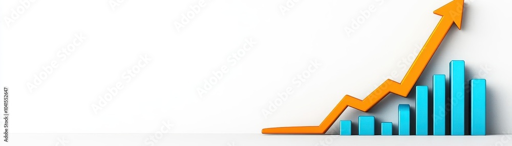 Exponential moving average stock graph, trend following theme, 3D ...