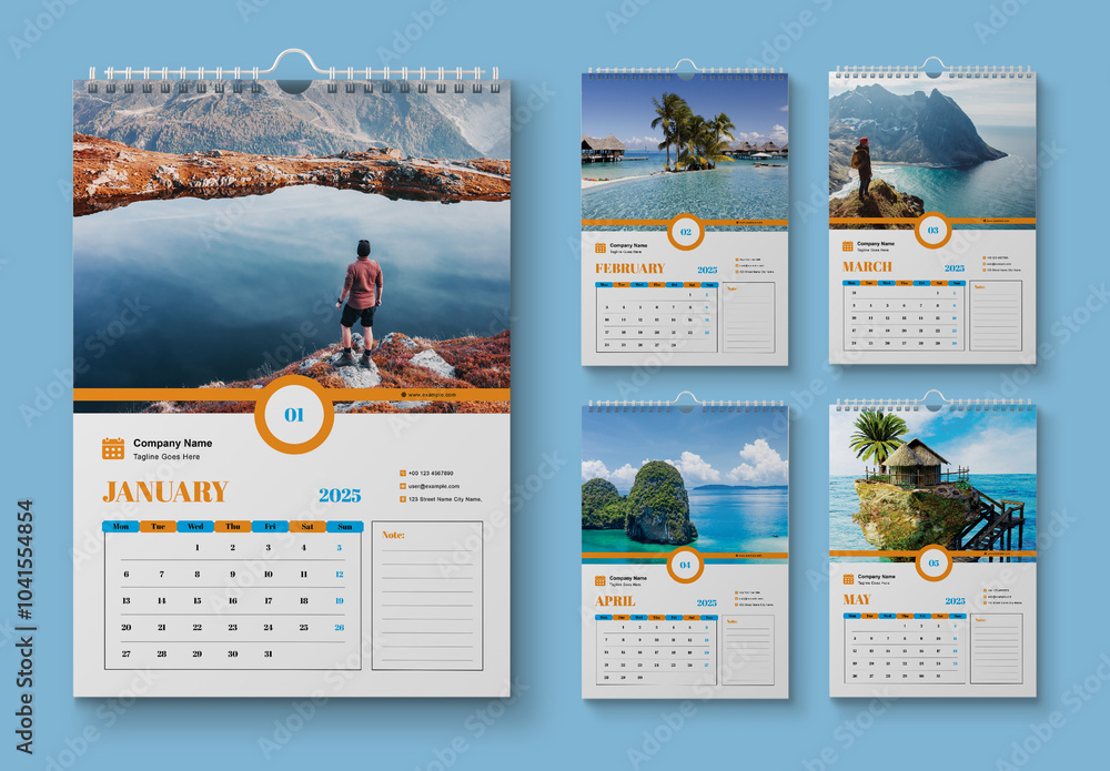Calendar Template Layout 2025 Stock Template | Adobe Stock