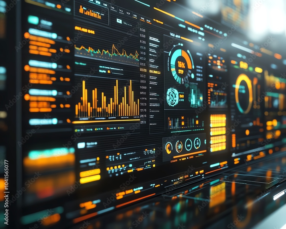 Financial analysis interface with various charts and graphs displayed ...
