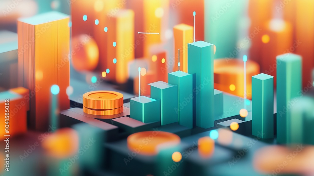 A modern concept of finance growth, depicted in a three-dimensional ...