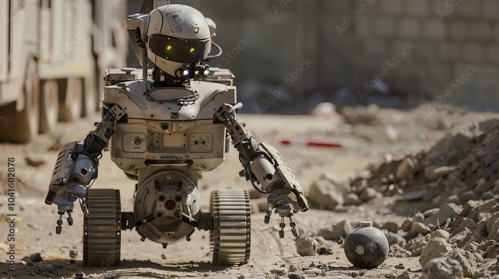 Robotic bomb disposal units deactivating IEDs in conflict zones ...
