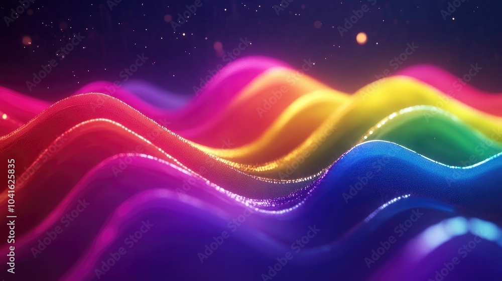 Abstract LGBT symbol with rainbow pride waves drifting in space Vibrant ...