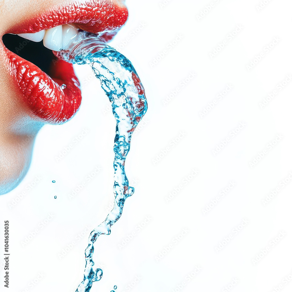 Close-up view of human mouth drinking water, microplastics that may ...