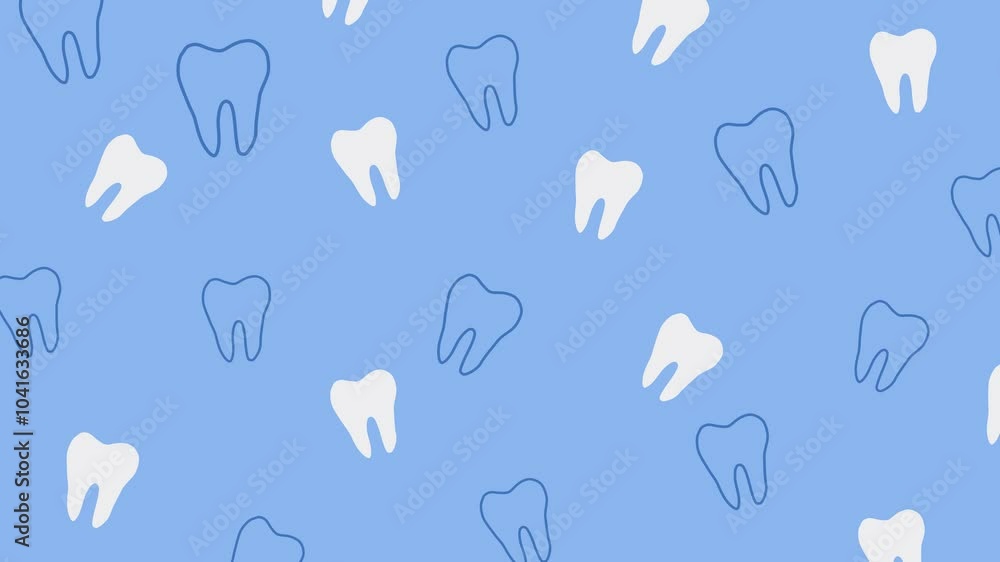 Loop dental animation. Blue animated background with drawn cartoon ...
