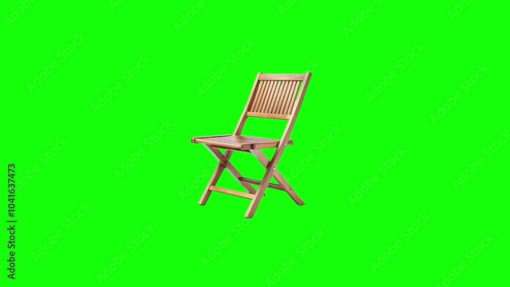 Wooden chair green screen animation motion graphic with chroma key clip ...