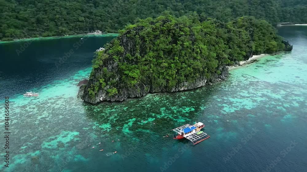 Orbital Drone shot in 4k Resolution of the Philippine Palawan Islands ...