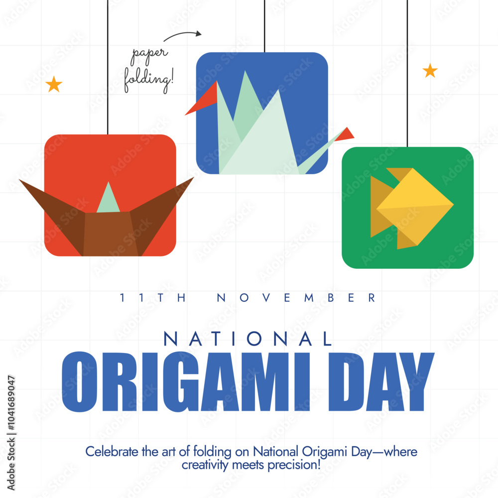 National origami day 11th November banner. World Origami day ...