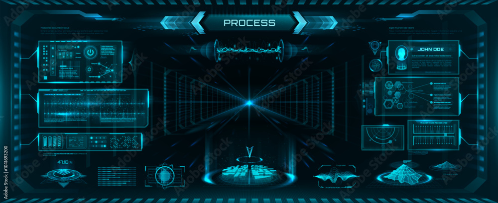 Futuristic HUD interface, game UI vector graphic elements. Hologram ...