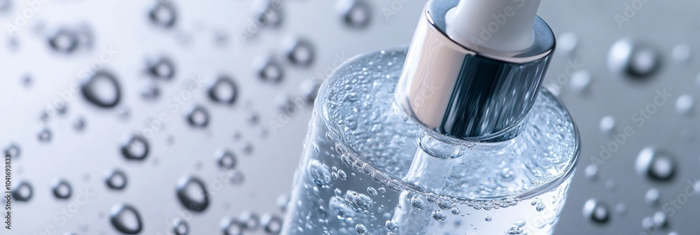 Transparent bottle of hand sanitizer gel with pump dispenser ...