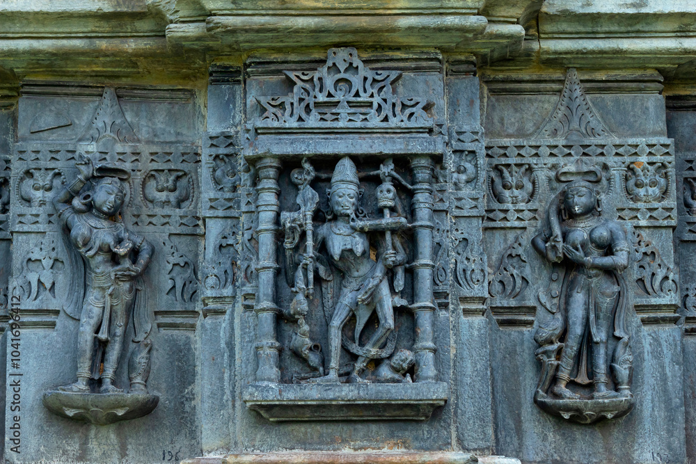 Carving of Goddess Chamunda on the Chausath Yogini Temple, Arthuna ...