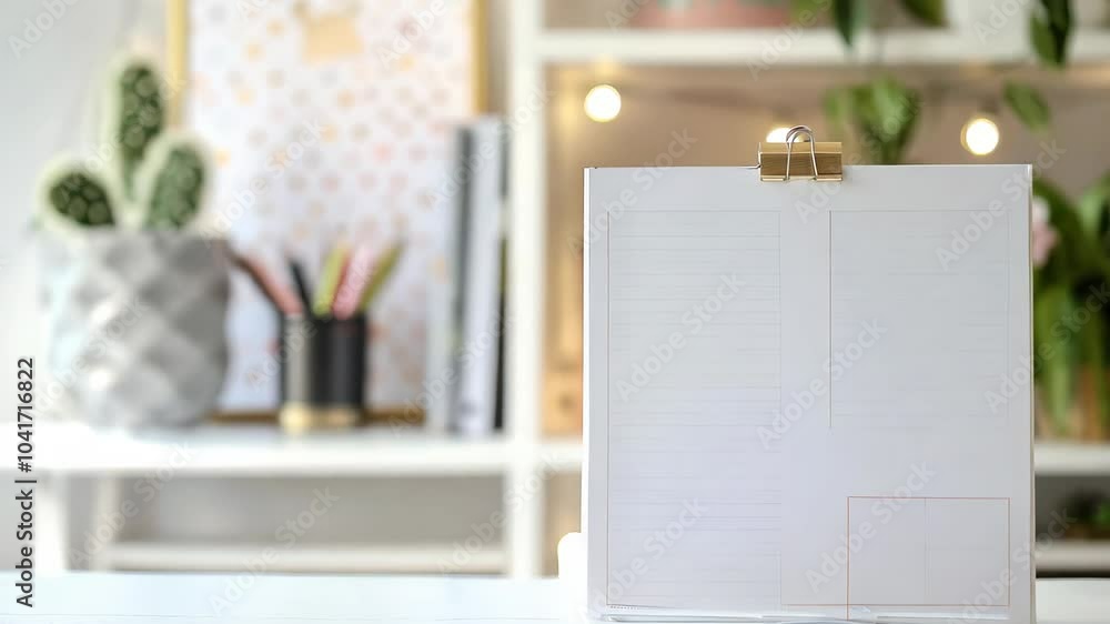 A modern workspace radiates calm and organization. A clean desk with a ...