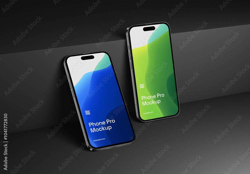 Two Phone Resist Cubic Mockups Stock Template | Adobe Stock