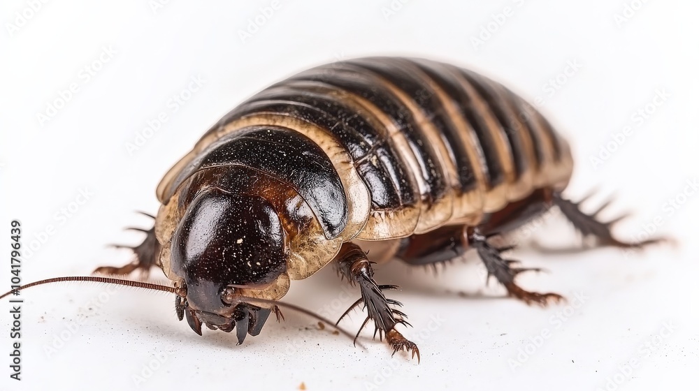 Unusual Madagascar hissing cockroach, large and armored, crawling ...