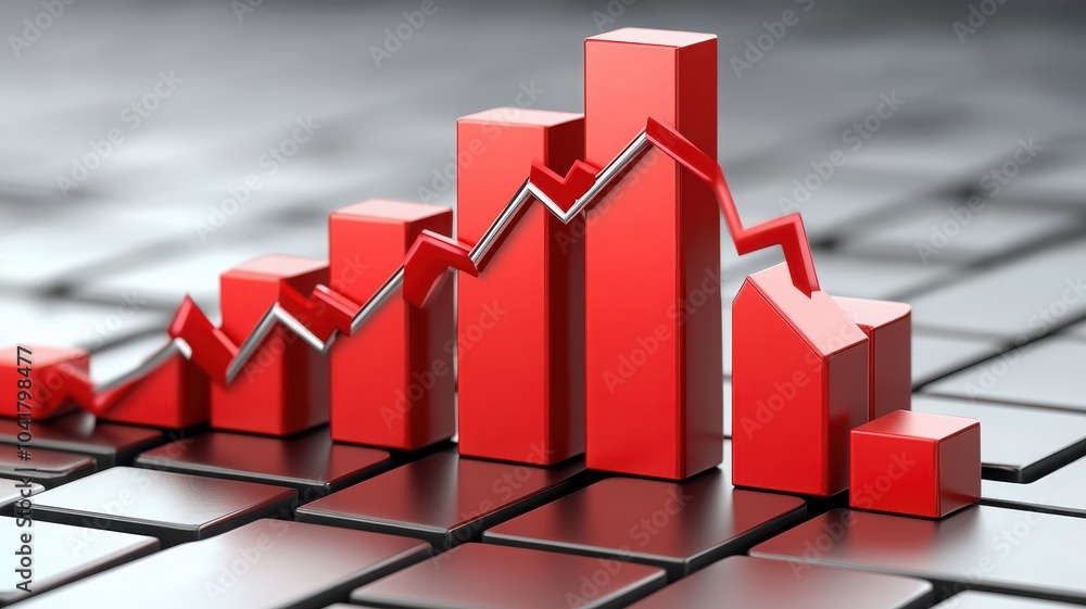Visual representation of financial trends with red bars indicating ...