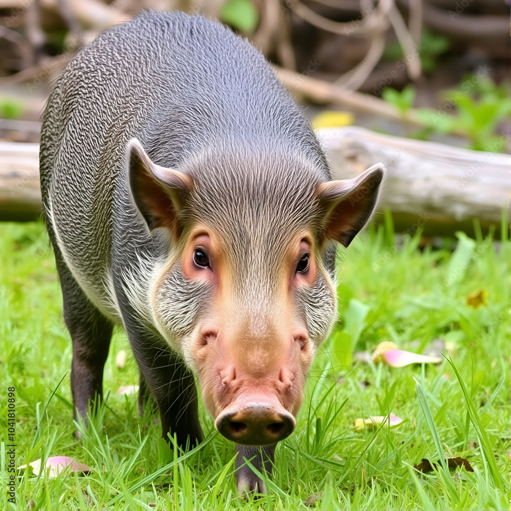 Red river hog, Potamochoerus porcus, also known as the bush pig. Stock ...