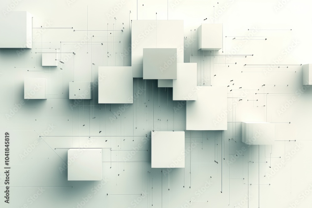 Multiple cubes of different sizes and shades are interconnected with ...