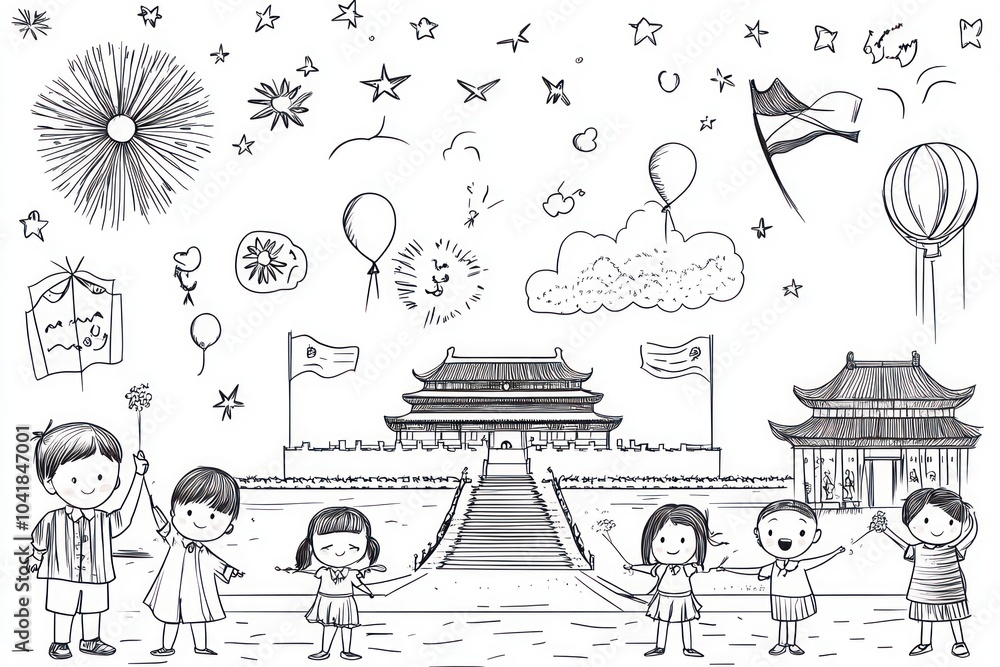 A4-sized outline drawing of a creative poster for elementary students ...