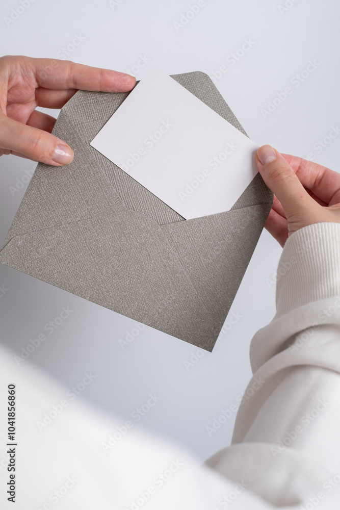 Woman holds in hand paper envelope. New mail, message. Postal service ...