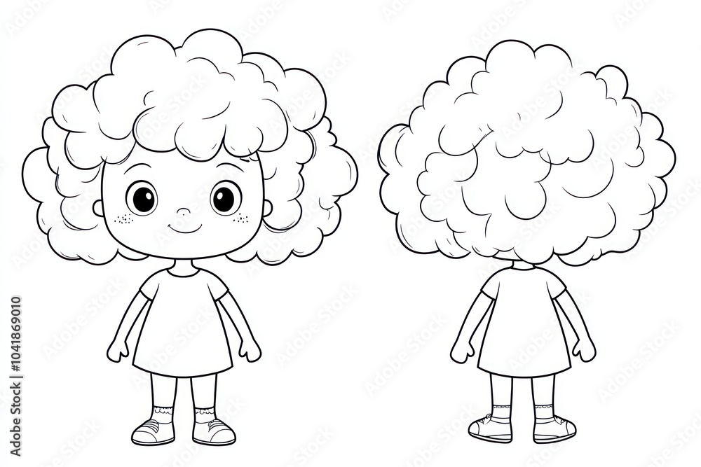 Cute cartoon character, simple line drawing of an anthropomorphic ...