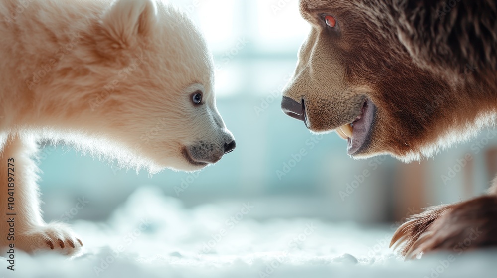 An intimate close-up captures the face-to-face interaction between a ...