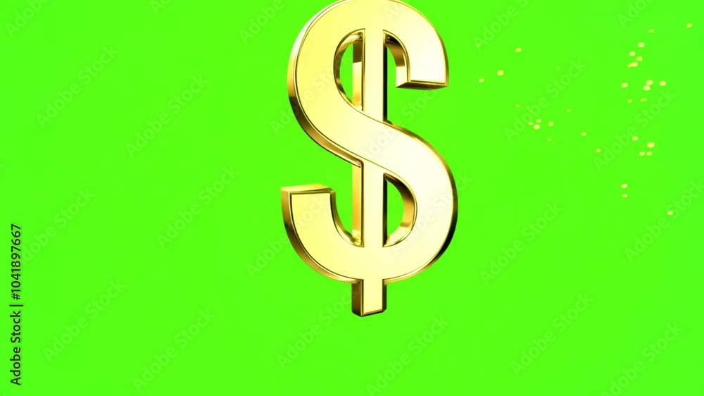 Golden dollar signs flying on green screen. Falling 3D Dollar signs ...