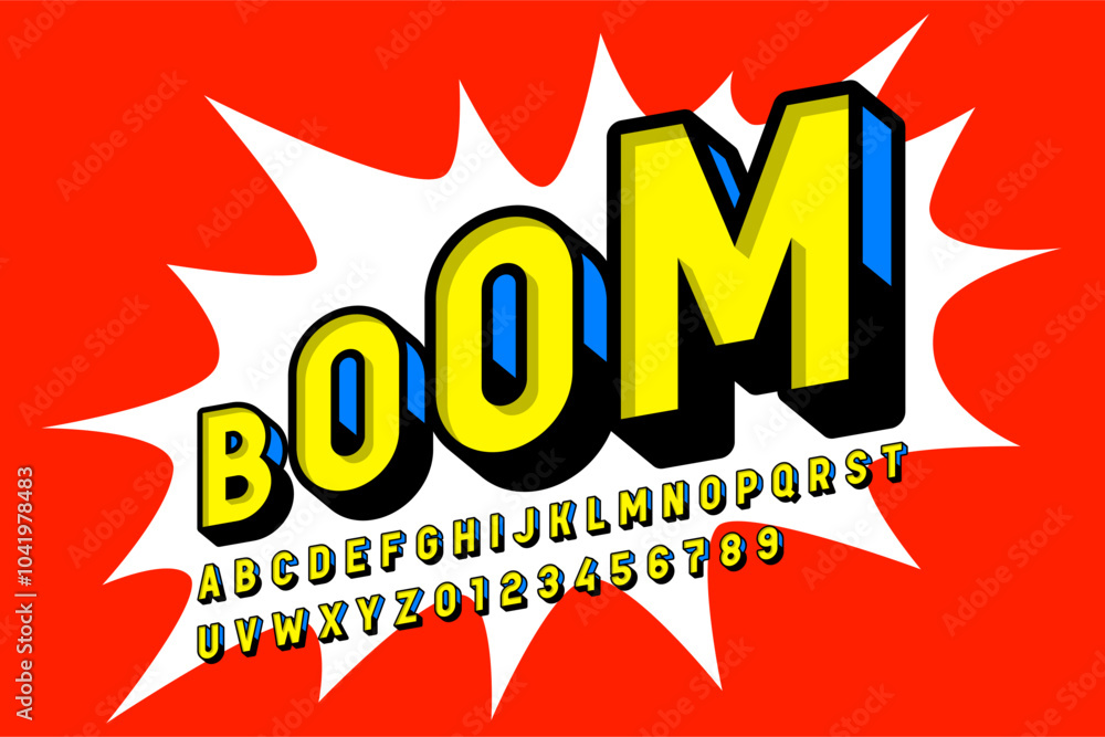 Boom. Comics style font design, alphabet letters and numbers vector ...