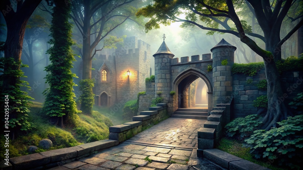 Surreal Foggy Castle Walkway – Enigmatic Documentary Photography of a ...