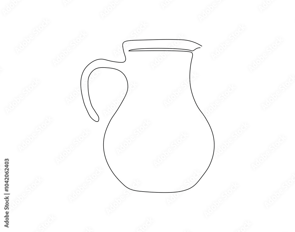 Vetor de Continuous one line drawing of water pitcher. One line drawing ...